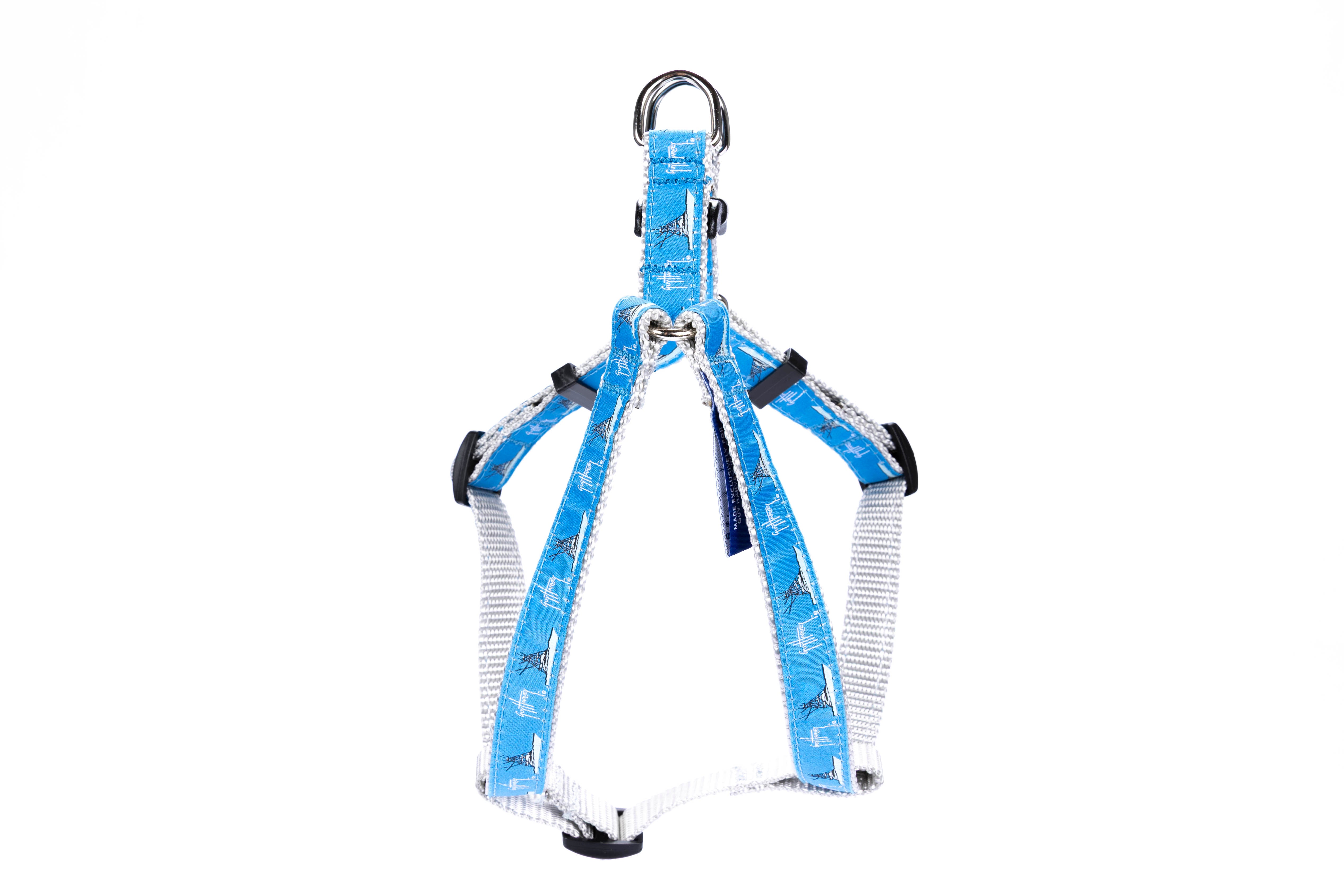 Guy Harvey Fishing Boat Dog Harness – Durable Blue Nylon