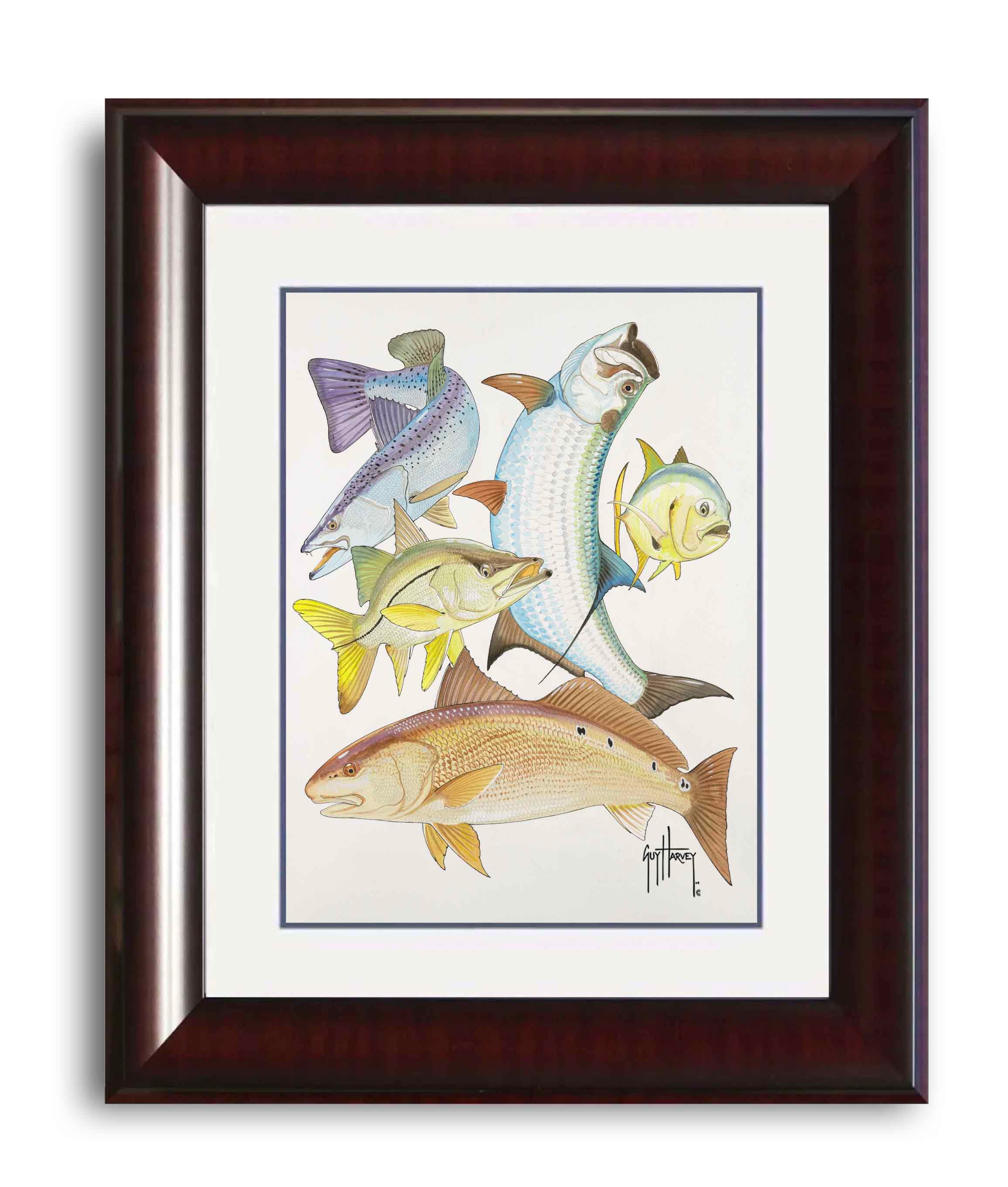 "Inshore Collage II" Grande Mini Print – Guy Harvey